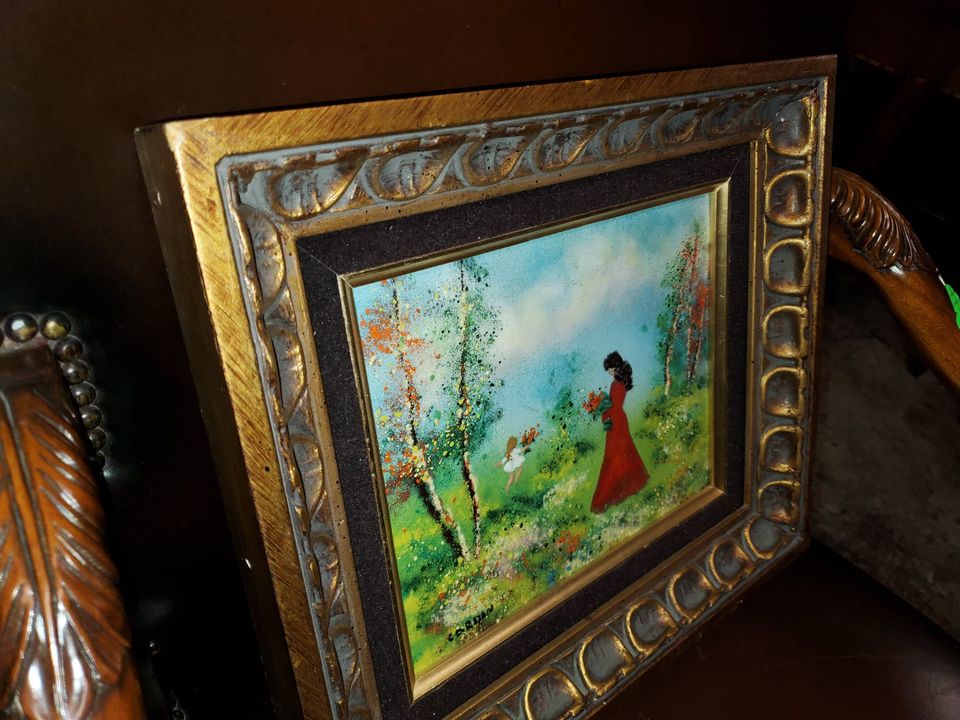 Original Louis Cardin 1970's enamel on copper Framed painting - Long ...