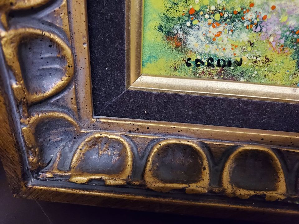 Original Louis Cardin 1970's enamel on copper Framed painting - Long ...