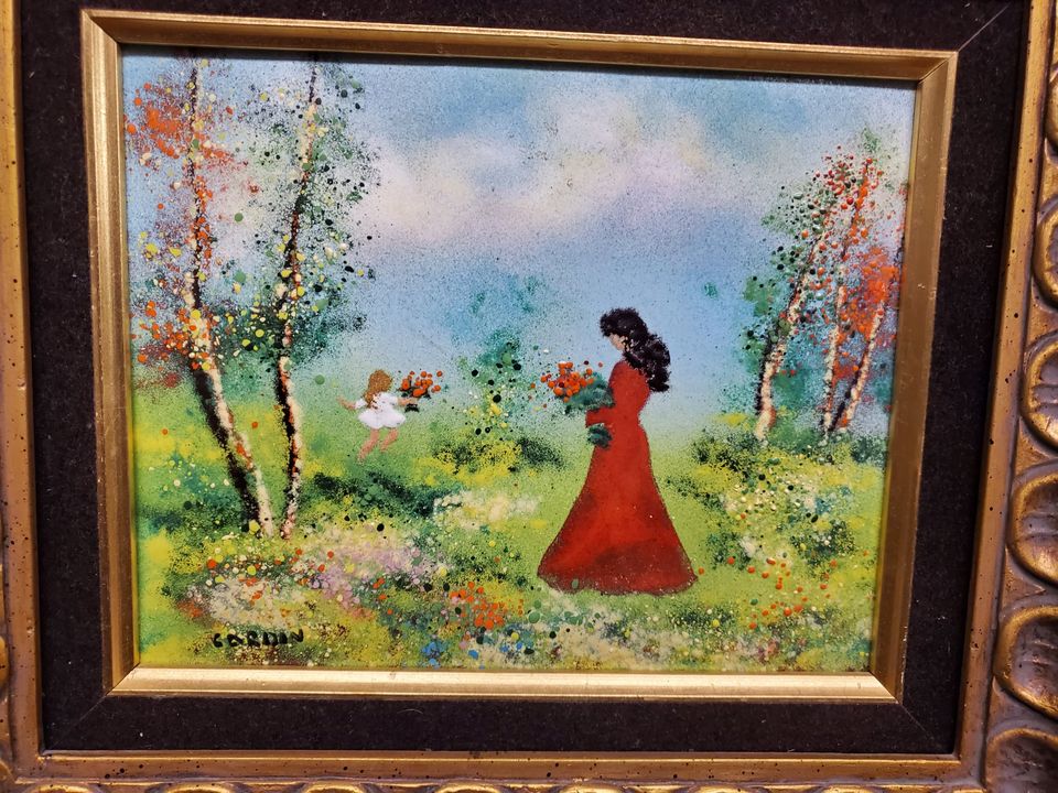 Original Louis Cardin 1970's enamel on copper Framed painting - Long ...