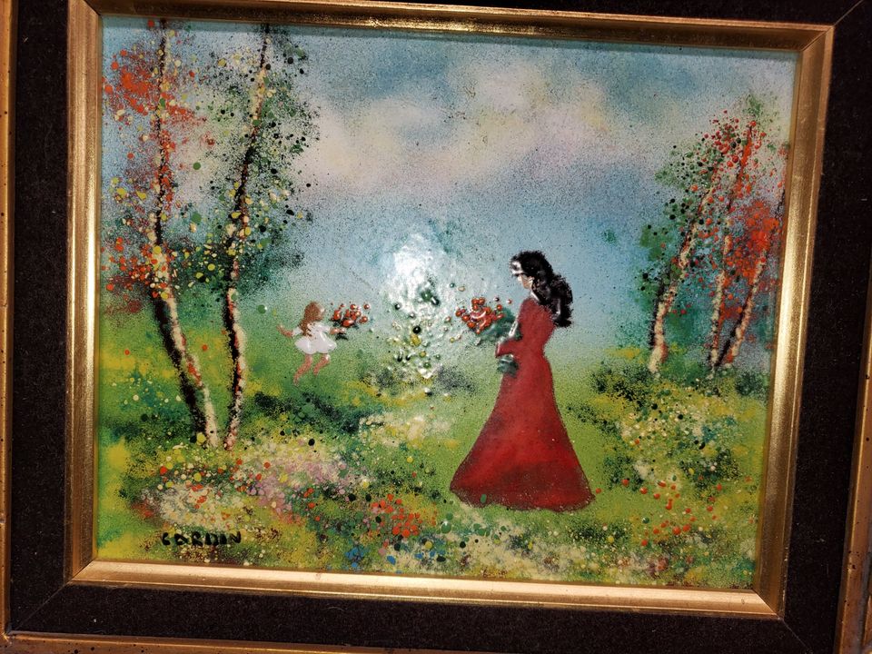 Original Louis Cardin 1970's enamel on copper Framed painting - Long ...