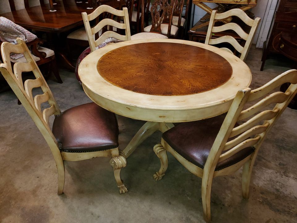 Theodore Alexander Round Dining Table w/ 4 Chairs - Painted - amazing ...