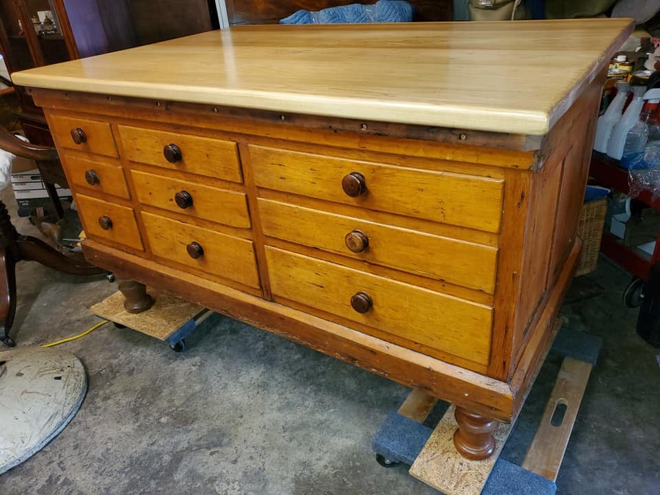 Large Kitchen Island - Antique Work Bench Converted - Great Storage ...