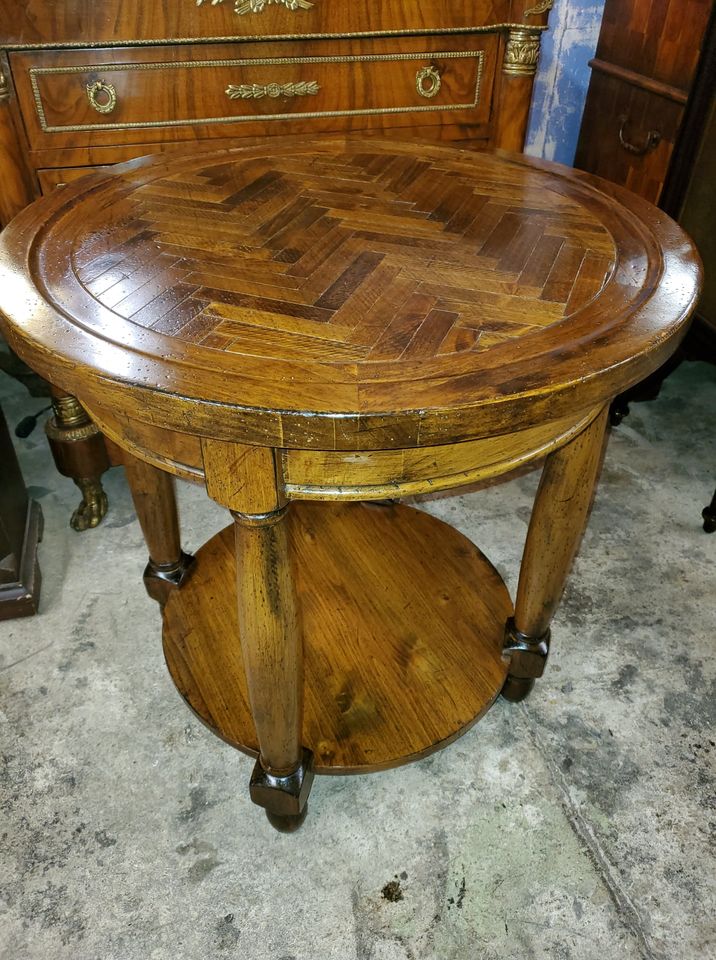Oak Round Side Table - Solid Sturdy Well Made - Rustic Style - Long ...