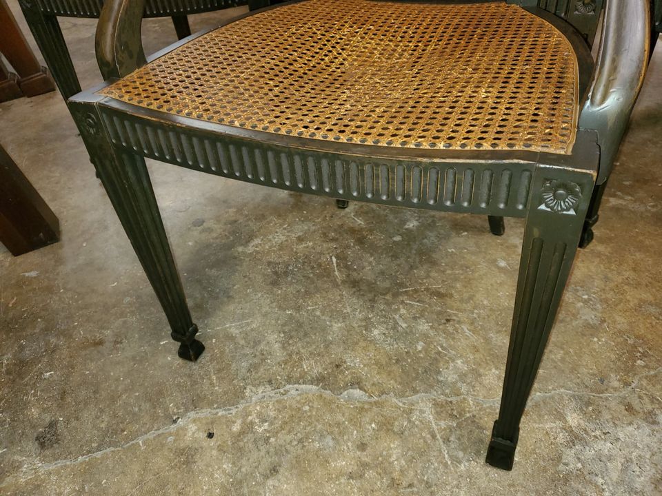 4 Maitland Smith Cain Seats Arm Chairs - nice carved details ...