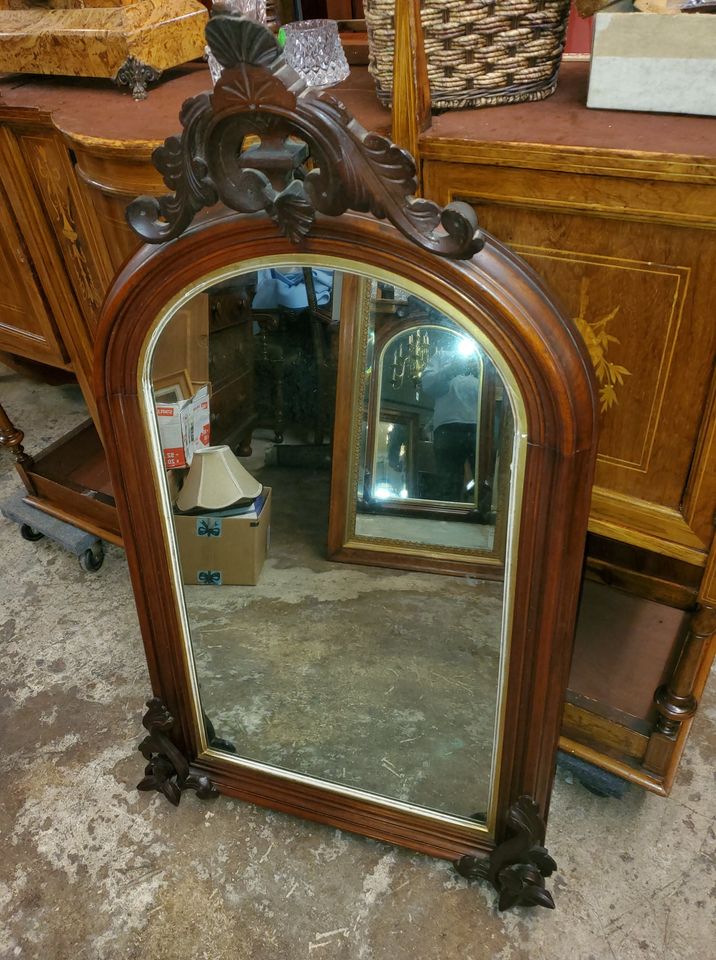 Antique Large Mahogany mid 1800's mirror - carved details - beautiful ...