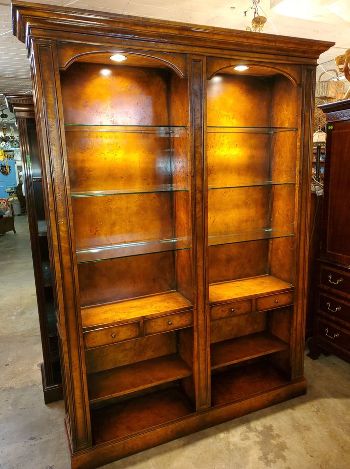 Theodore Alexander Birdseye Maple Double Bookcase Excellent Condition ...