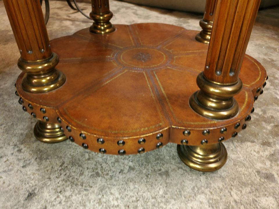 Maitland Smith Hand Tooled Leather wrapped side table - Excellent ...