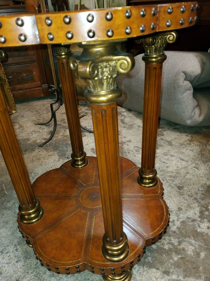 Maitland Smith Hand Tooled Leather wrapped side table - Excellent ...