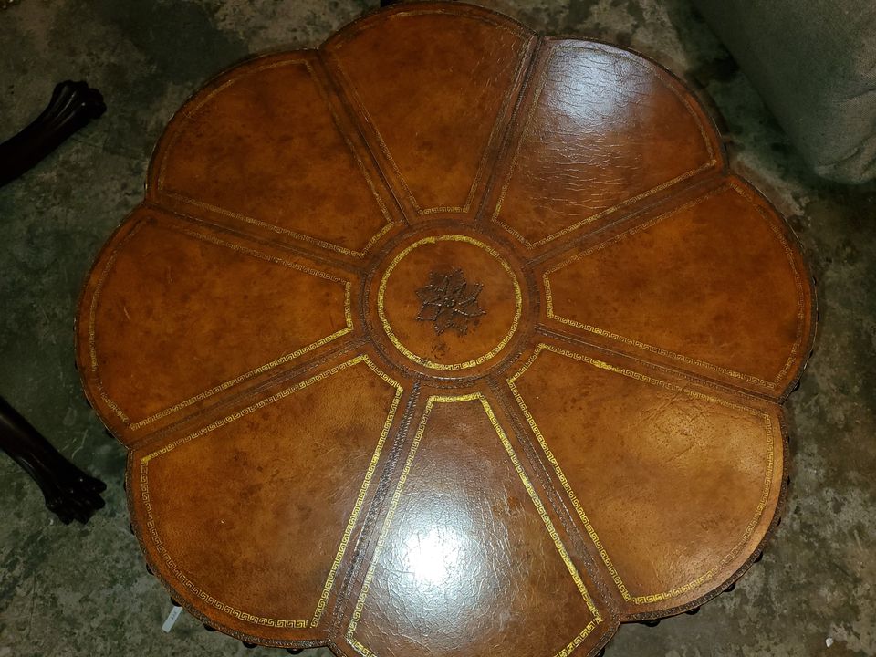 Maitland Smith Hand Tooled Leather wrapped side table - Excellent ...