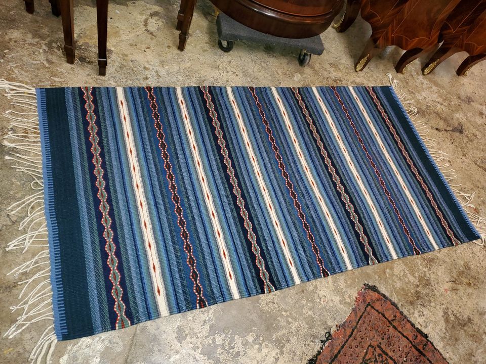South Western Hand Made Indian Style Rug - Blue - 60x31 - Long Valley ...