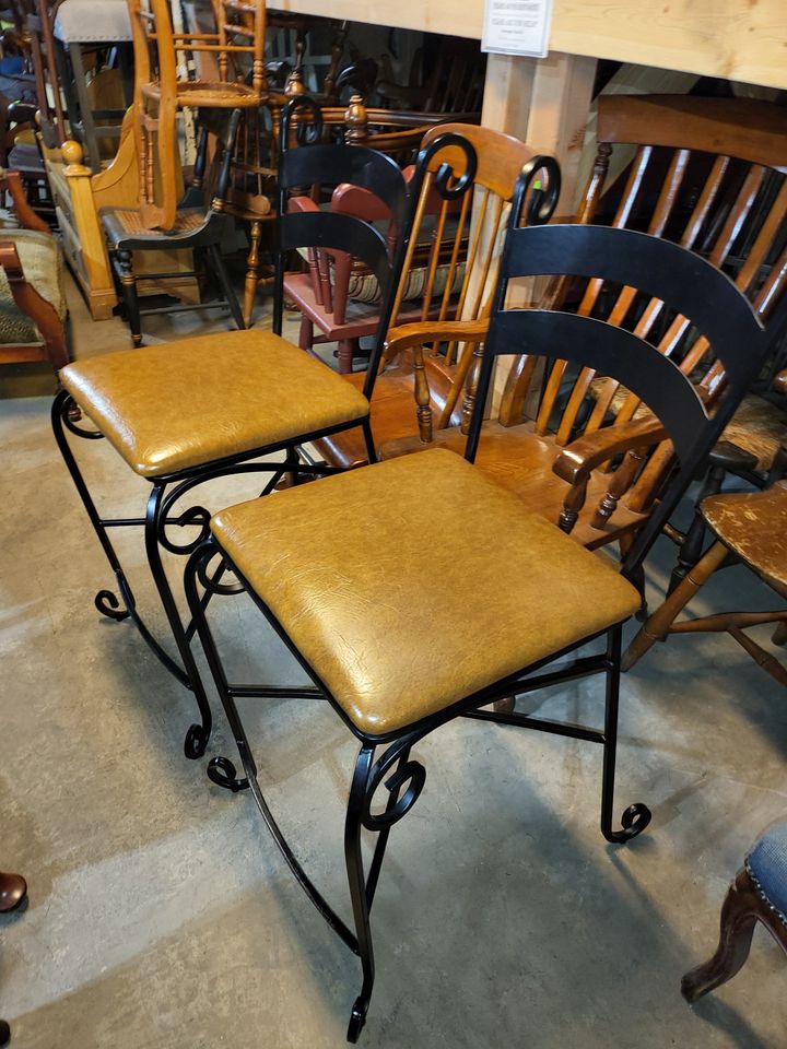 2 Heavy Solid Iron Bar Stools - Very well made - Excellent Condition ...