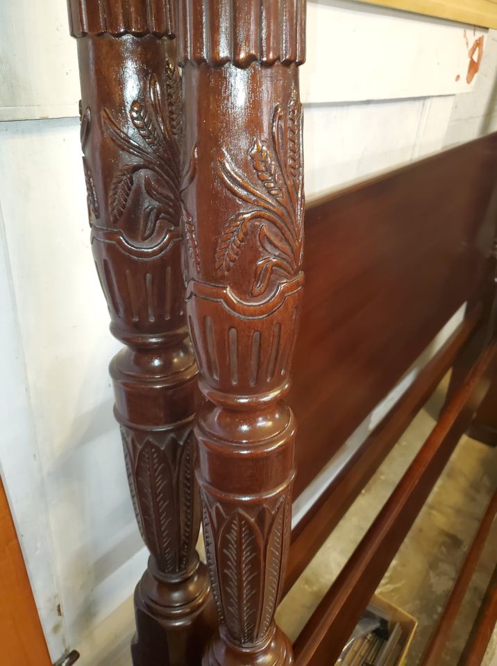 Mahogany Queen Rice Carved Bed - White Furniture - VERY WELL MADE ...