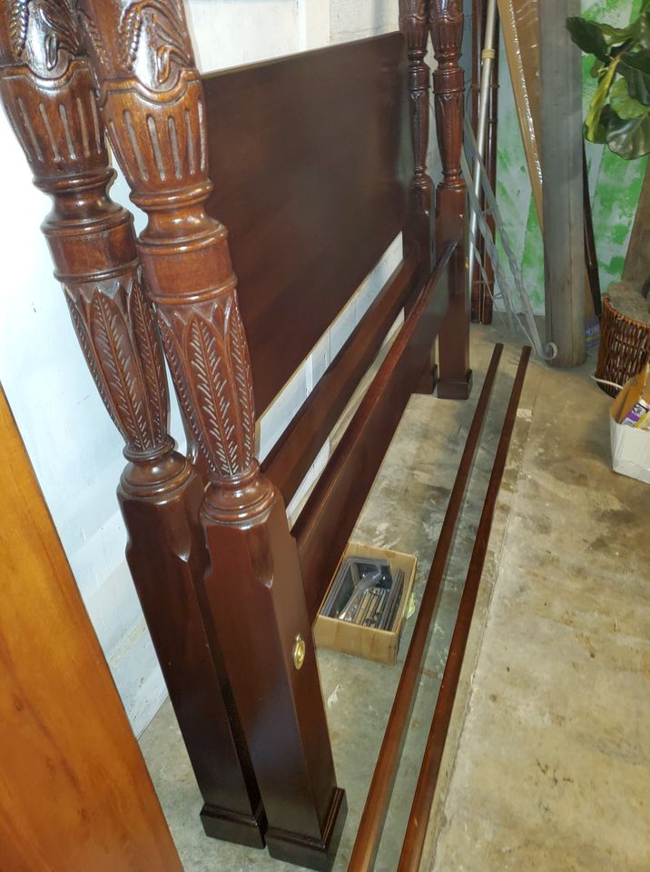 Mahogany Queen Rice Carved Bed - White Furniture - VERY WELL MADE ...