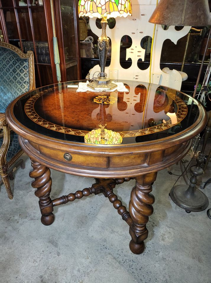 Large Center Table - Mahogany, Large Turned Legs, 5 drawers - Very Nice ...