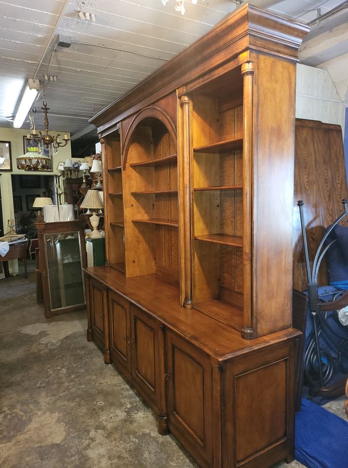 Henredon Large Cherry Bookcase w/ Lower Cabinets - Beautiful - Long ...