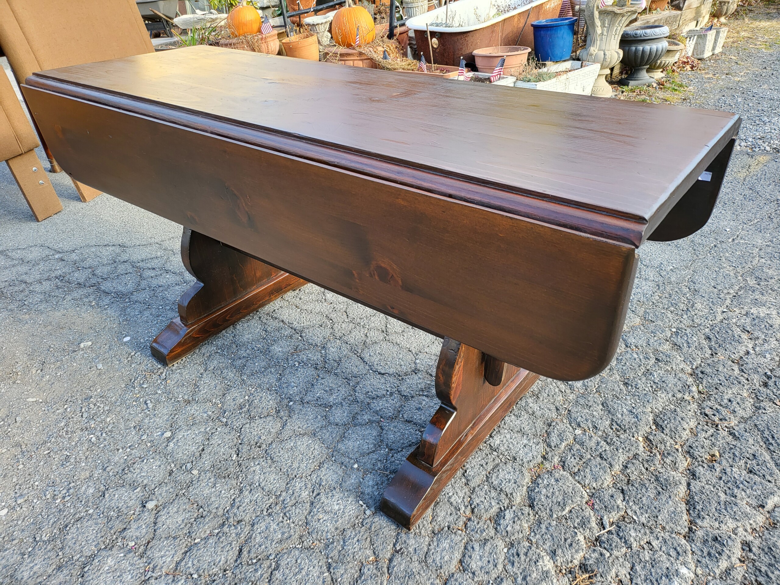 Vintage Solid Pine Country Harvest Farm Table - Solid Thick Wood - Long ...