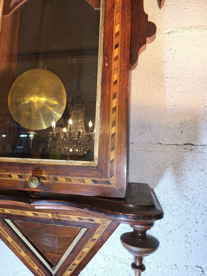 Antique Wall Clock - beautiful inlay and carved wood - Works ...
