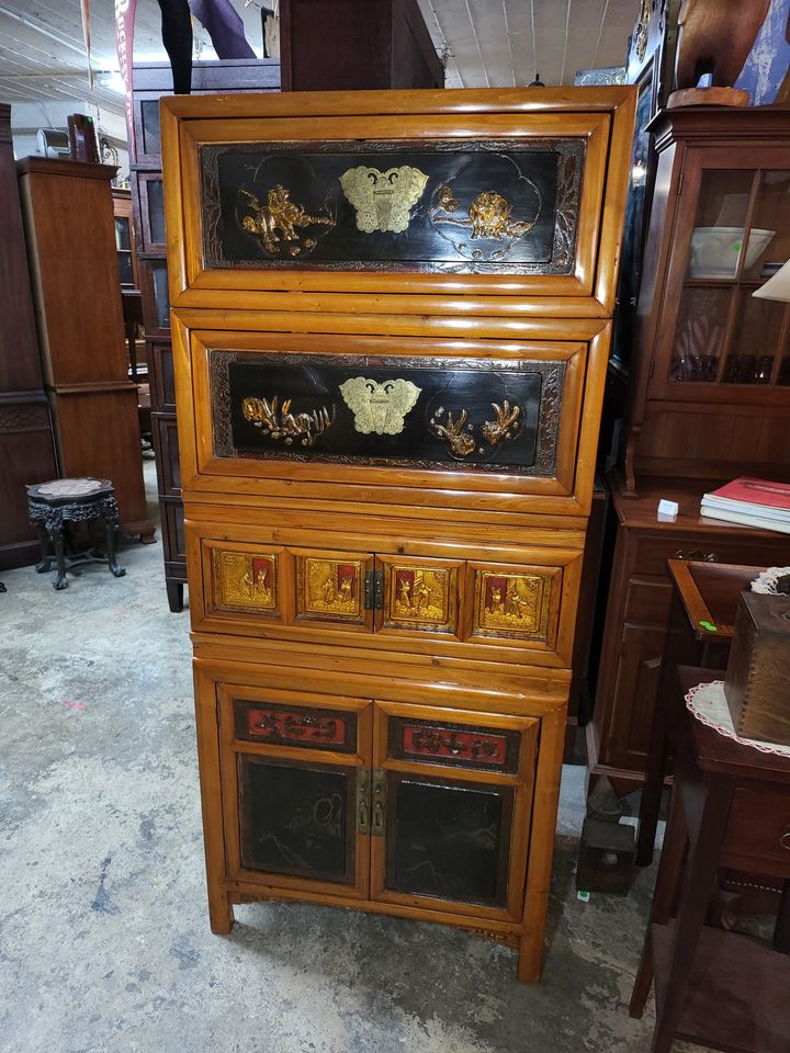 Antique Asian Stackable Dresser Wardrobe Dresser - Hand Made Beautiful ...