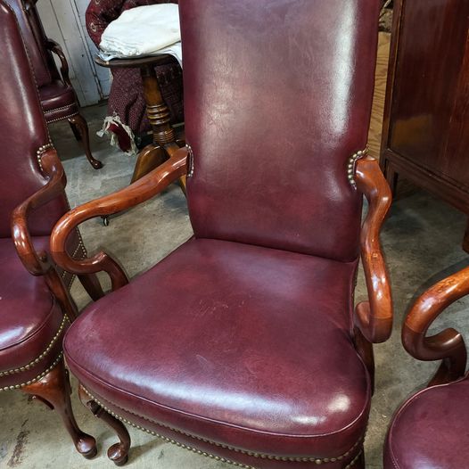 4 Red Leather Office Arm Chairs - Beautiful Chairs - Long Valley Traders