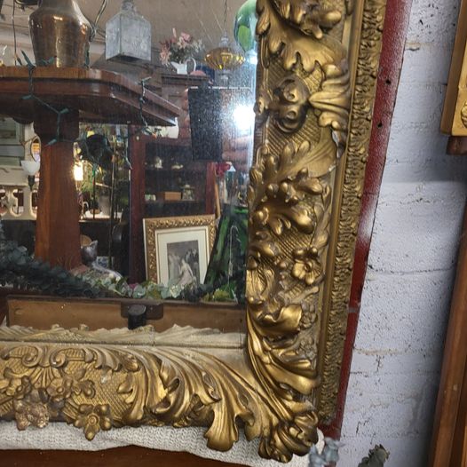Large Antique Gold Wood Carved Gilded Mirror 66" x 48" - Long Valley ...