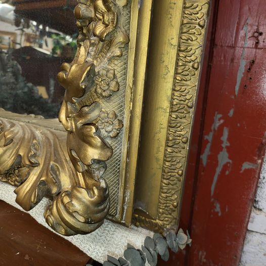 Large Antique Gold Wood Carved Gilded Mirror 66" x 48" - Long Valley ...