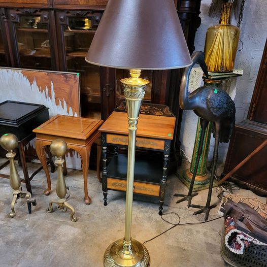 Brass tall Stiffel Floor Lamp - Heavy Brass lamp with Nice Shade - Long ...