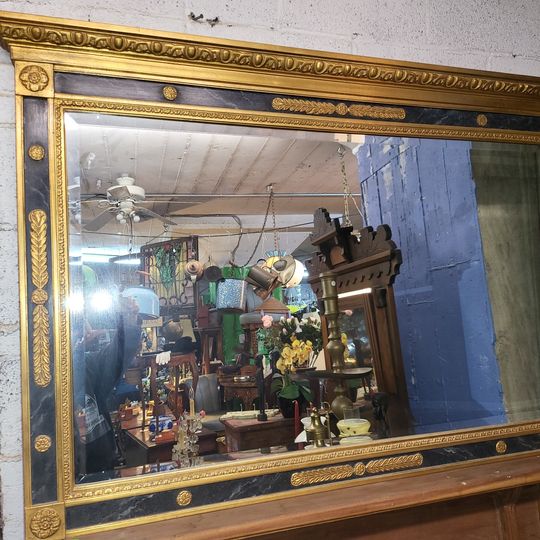 Antique Mantle Mirror Gold Wood Framed with Marble - Large and Elegant ...