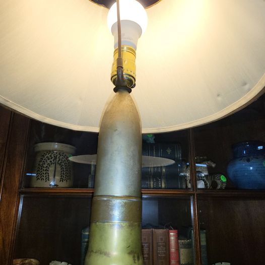 WWI Trench Art lamp - Hand Made Brass Base - Dragon Tooled Art - Long ...