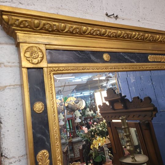 Antique Mantle Mirror Gold Wood Framed with Marble - Large and Elegant ...