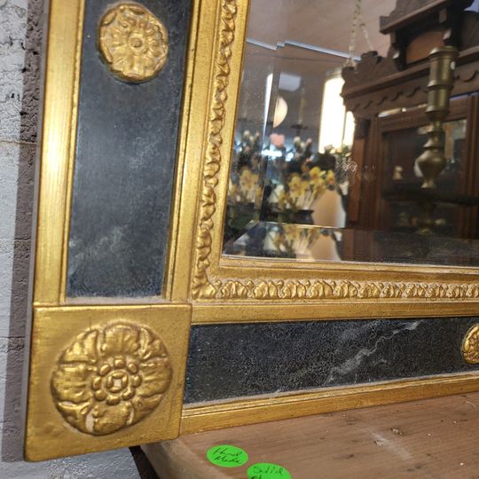 Antique Mantle Mirror Gold Wood Framed with Marble - Large and Elegant ...