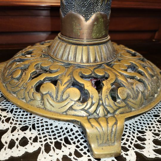 WWI Trench Art lamp - Hand Made Brass Base - Dragon Tooled Art - Long ...