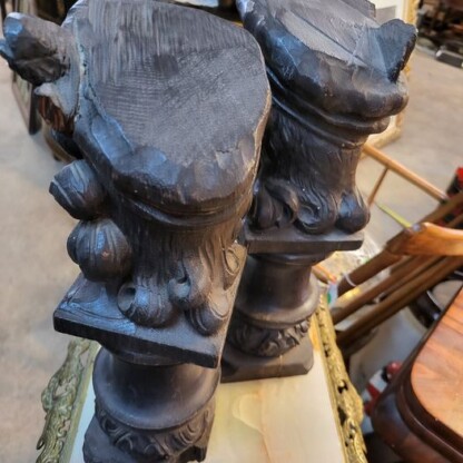 Hand carved Wood Statues - Railing or Banister Carved Pieces - Long ...