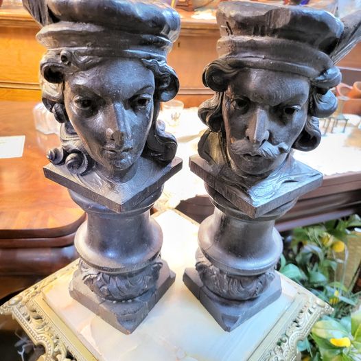 Hand carved Wood Statues - Railing or Banister Carved Pieces - Long ...
