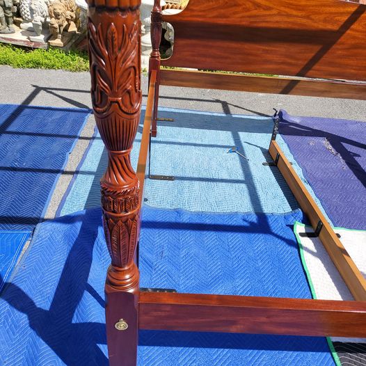 Henkel Harris Mahogany King size Rice Carved Bed w/ Canopy - So Nice ...