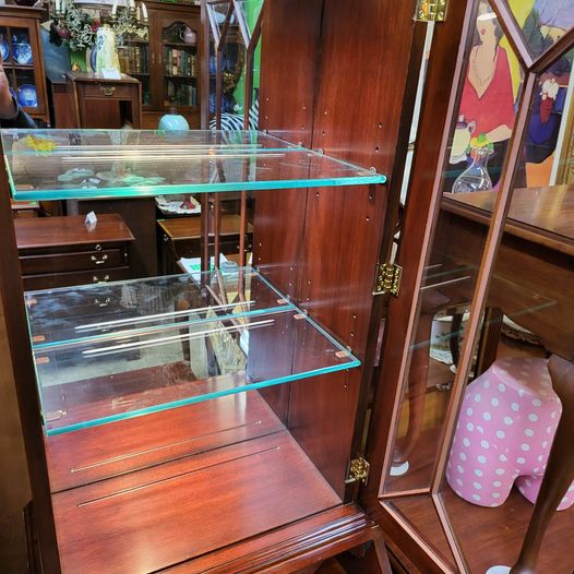 Henkel Harris Small Mahogany Slant Front Desk w/ Hutch Display Cabinet ...