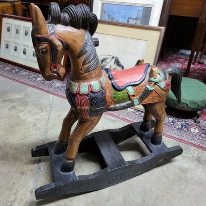 Hand Carved Wooden Rocking Horse - very good quality - Long Valley Traders