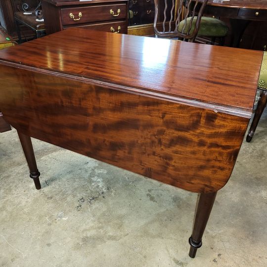 Antique Drop Leaf Mahogany Kitchen Table with Drawer - Long Valley Traders