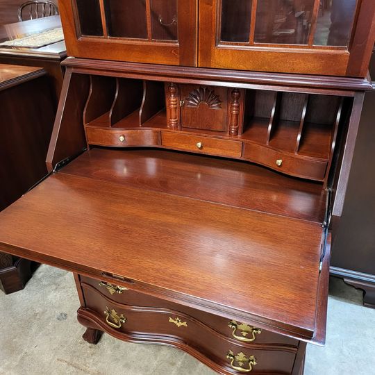 Solid Cherry Secretary Desk with Bookcase Cabinet top - Long Valley Traders