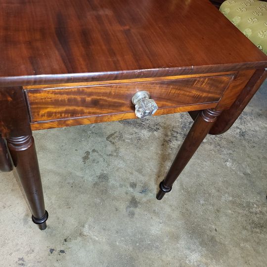 Antique Drop Leaf Mahogany Kitchen Table with Drawer - Long Valley Traders