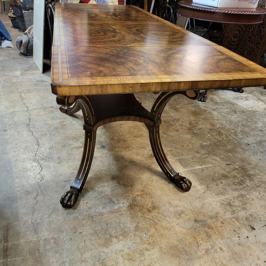 Burl Walnut Entry Hall Table - Claw Feet - Drop Leaf Sides - Long ...