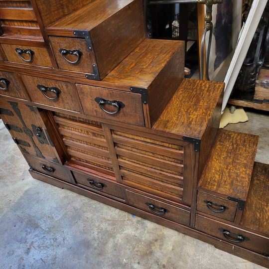 Vintage Japanese / Asian Tansu Chest Steps - Elm Wood - Double Sided ...