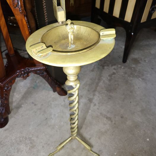 Antique Brass English Smoke Stand Ashtray - Long Valley Traders