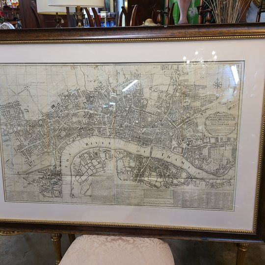Antique 1720's Map of London - Framed and Matted - Great Map - Long ...