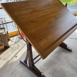 Restoration Hardware Solid Wood Drafting Table desk w/ Industrial Stool - Long Valley Traders