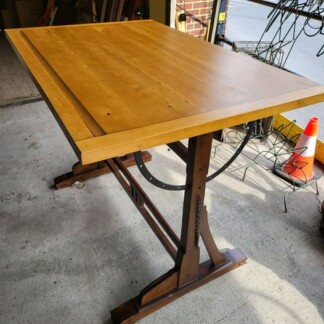 Restoration Hardware Solid Wood Drafting Table desk w/ Industrial Stool ...