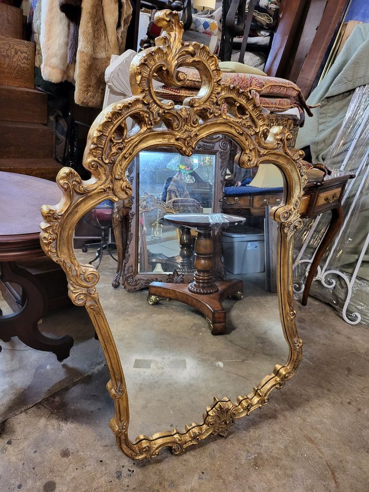Gold Framed Ornate Mirror - Beautiful Details - Long Valley Traders