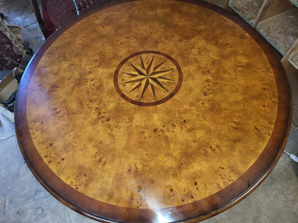 Theodore Alexander Round Dining Table - Birds Eye Maple - Long Valley ...