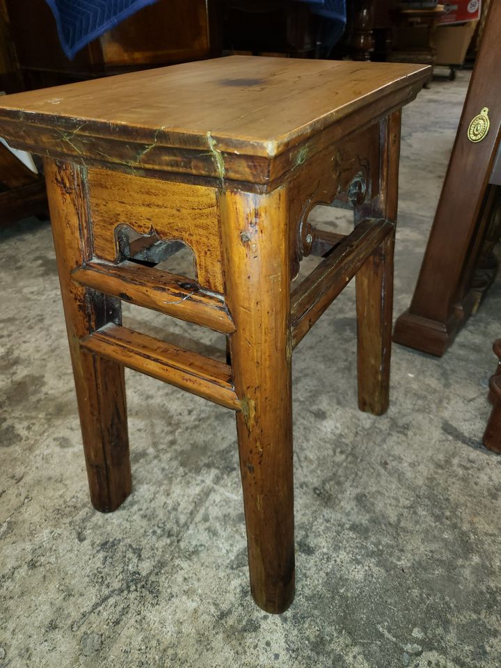 Antique Asian Carved Wood Stool - Beautiful and Well Made - Long Valley ...