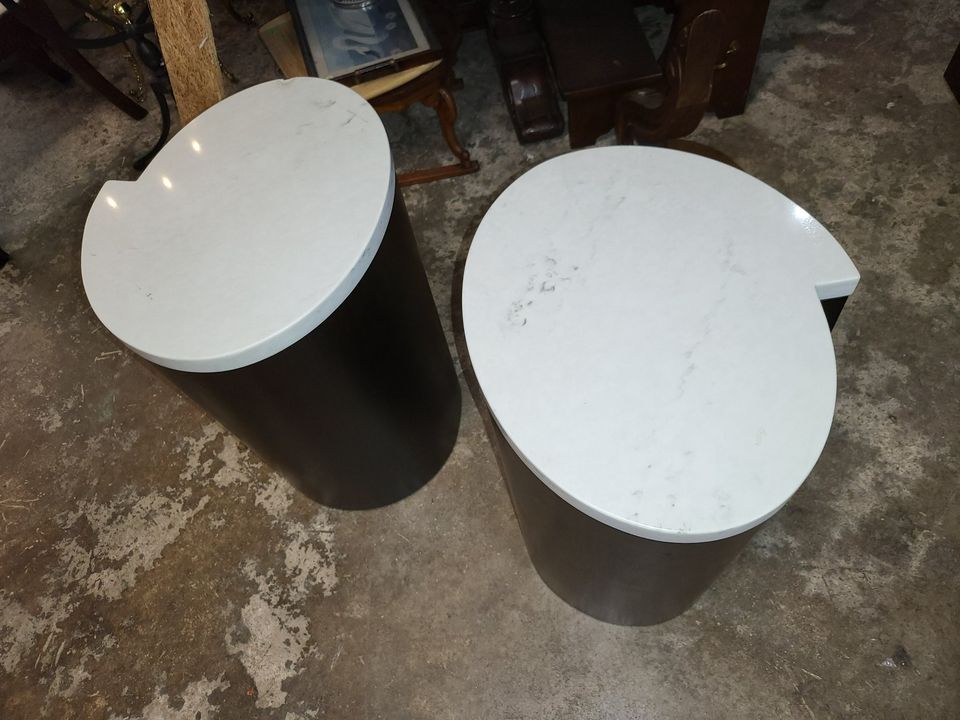 2 Modern Marble Top Side Tables / Display Tables - Long Valley Traders