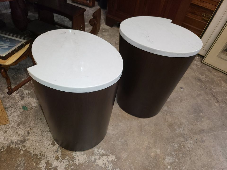 2 Modern Marble Top Side Tables / Display Tables - Long Valley Traders